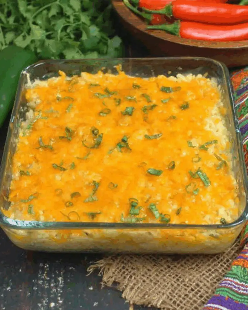 Cheesy Green Chile Rice Casserole – Best 4-Ingredient Side