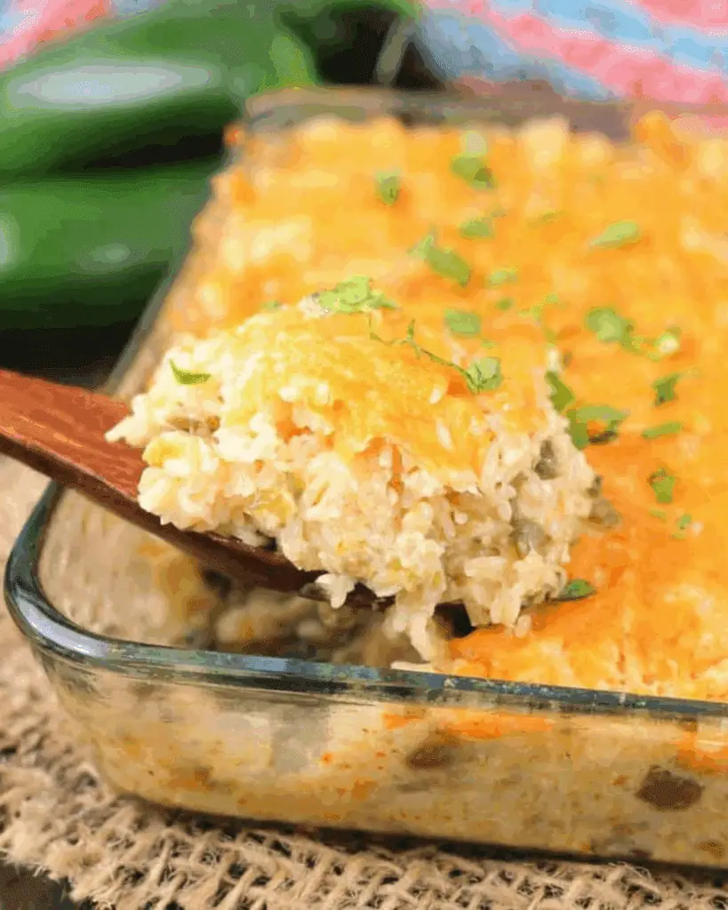 Cheesy Green Chile Rice Casserole – Best 4-Ingredient Side